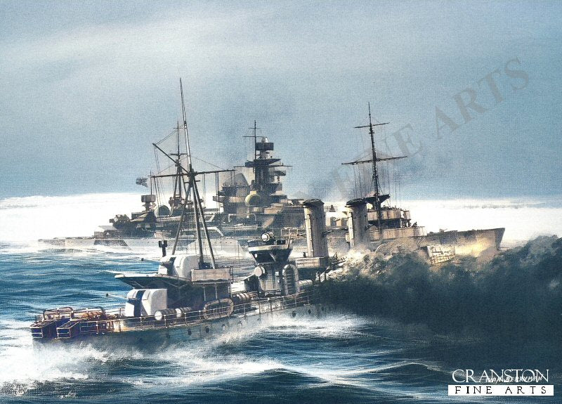 HMS Glowworm's Attack on the Admiral Hipper by Ivan Berryman [Postcard ...
