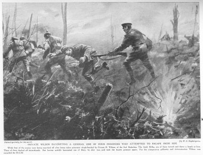 Private Wilson Bayoneting a German, one of four prisoners who attempte ...