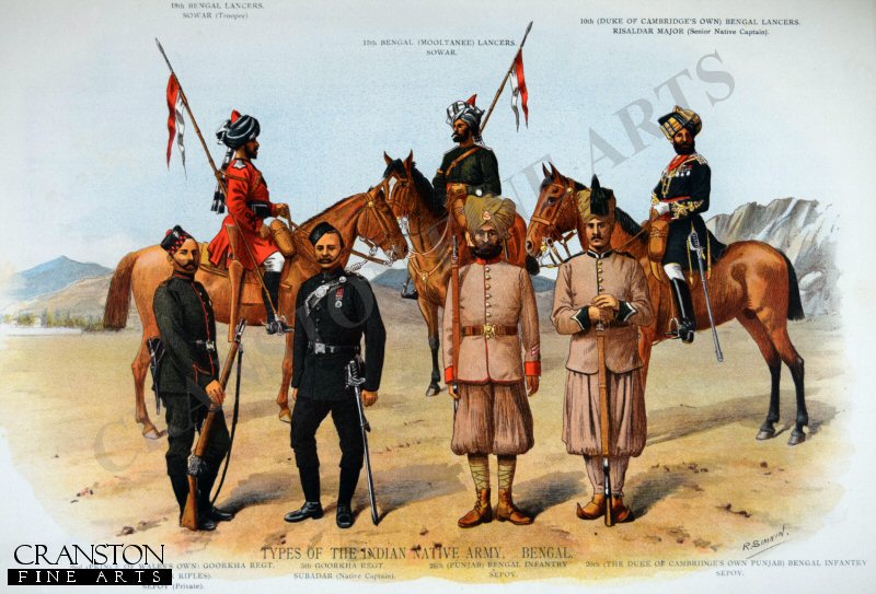 Types of the Indian Native Army, Bengal by Richard Simkin [print ...